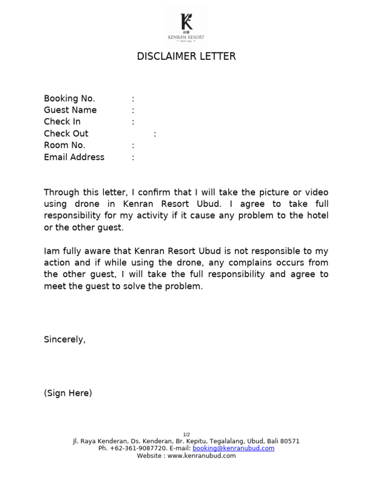 Disclaimer Letter | PDF