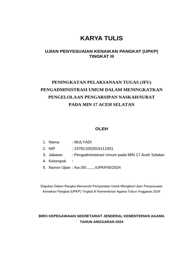 Karya Ilmiah Mulyadi | PDF