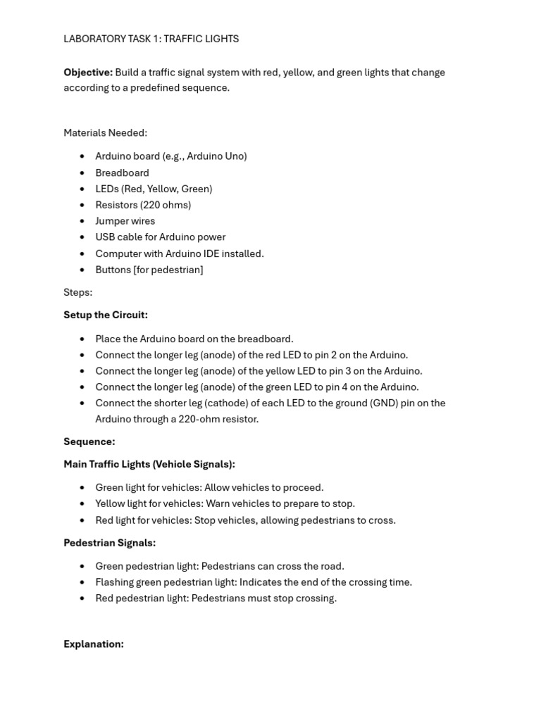 Lab Task 1 Traffics Lights Pdf 