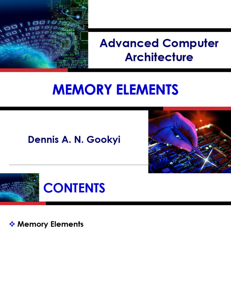 ADVANCED COMPUTER ARCHITECTURE - Memory Elements | PDF