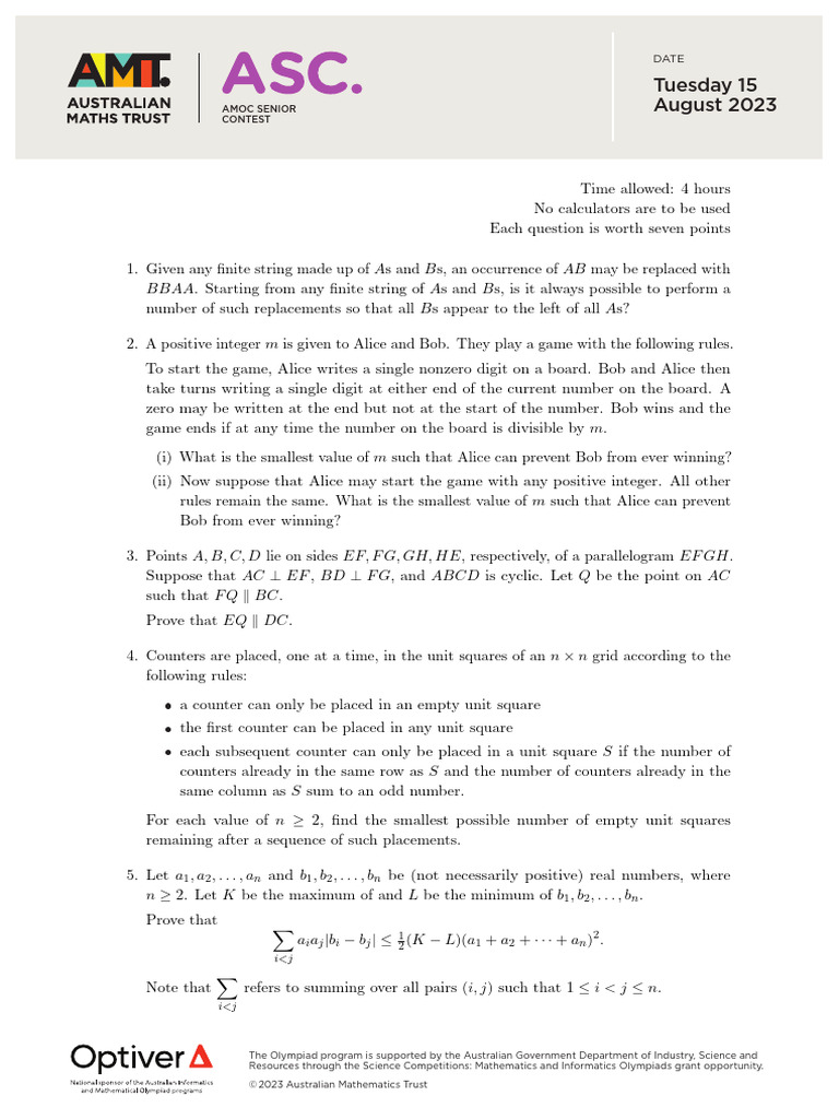 2023 Asc | PDF | Numbers | Abstract Algebra