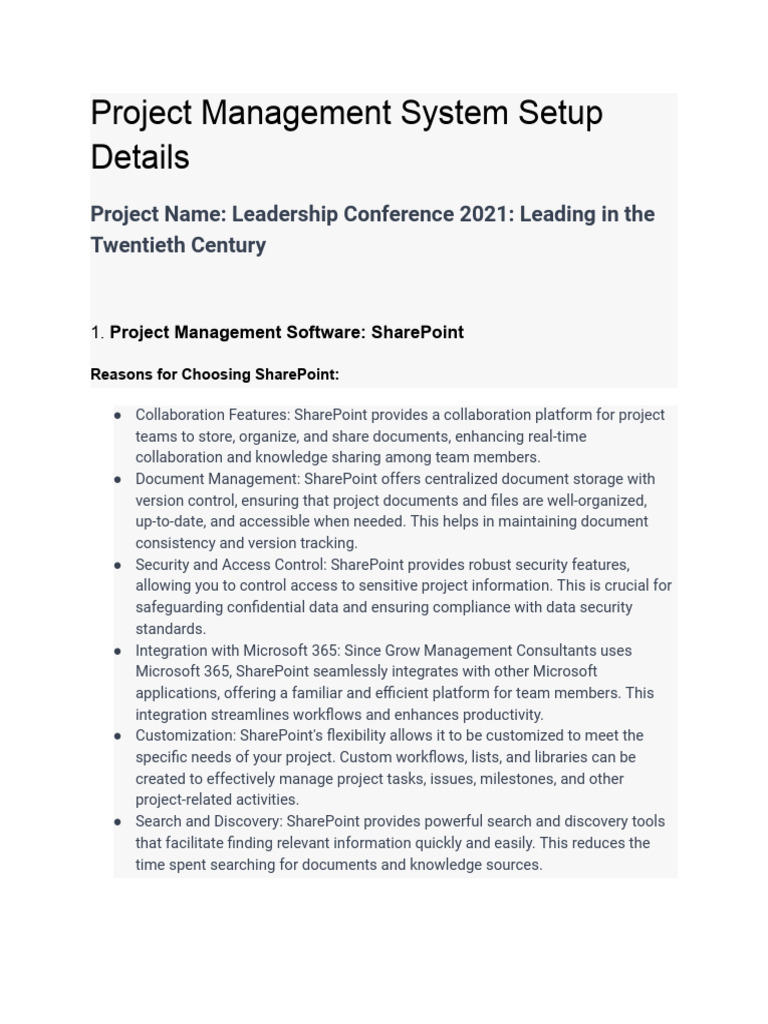 Project Management System Setup Details Pdf