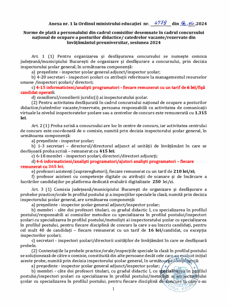Anexe OME 4578 Plata Comisii Examene 2024 | PDF