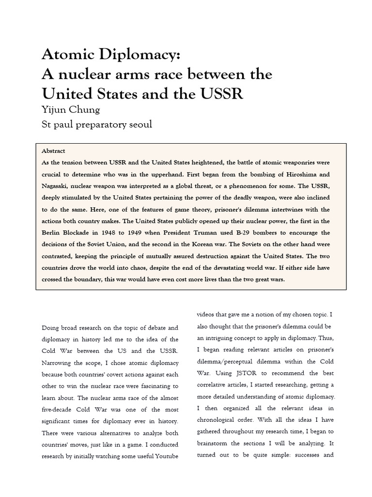 Atomic Diplomacy A Nuclear Arms Race Between The United States and The ...