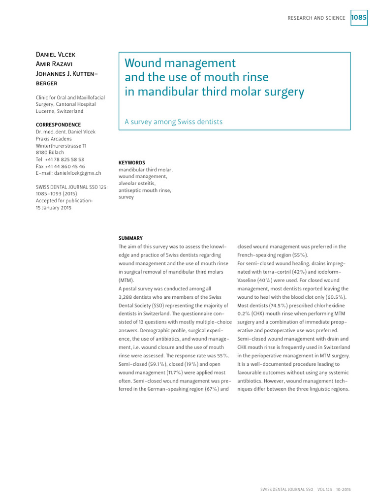 Wound Management and The Use of Mouth Rinse in Mandibular Third Molar ...