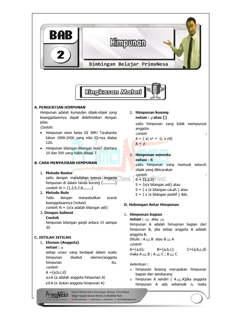 Mat Bab 2 Rangkuman Himpunan | PDF