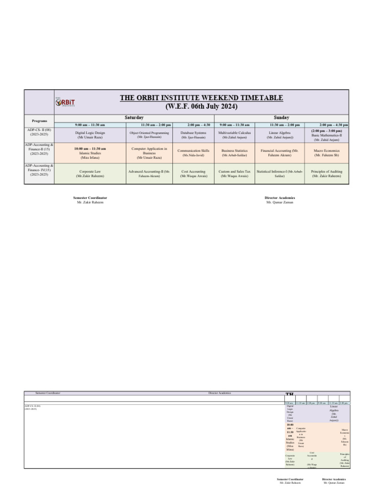 Weekend Timetable July 2024 | PDF