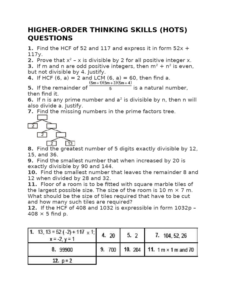 HOTS Maths 10 | PDF