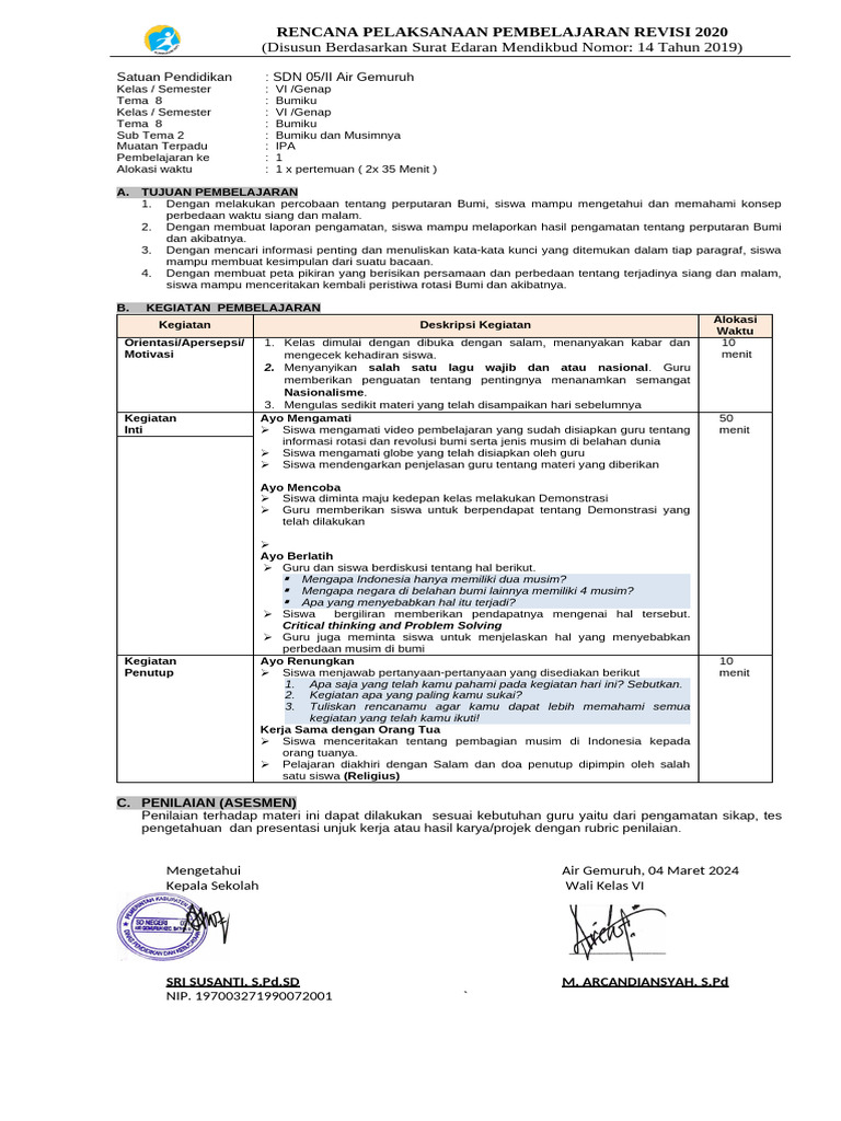 Modul Ajar Ipa Kelas Vi Tema 8 Subtema Bumi Dan Musimnya | PDF | Career ...