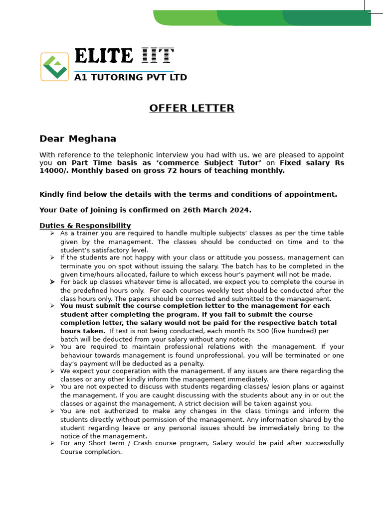 Offer Letters 4 | PDF