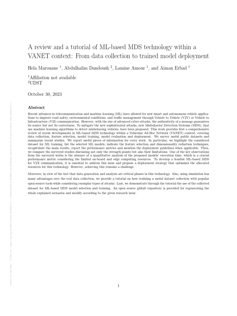 A Review and a Tutorial of ML Based MDS Technology Within a VANET Context From Data Collection ...