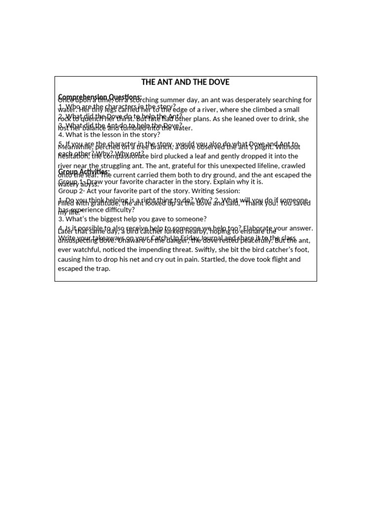 The Ant and The Dove | PDF