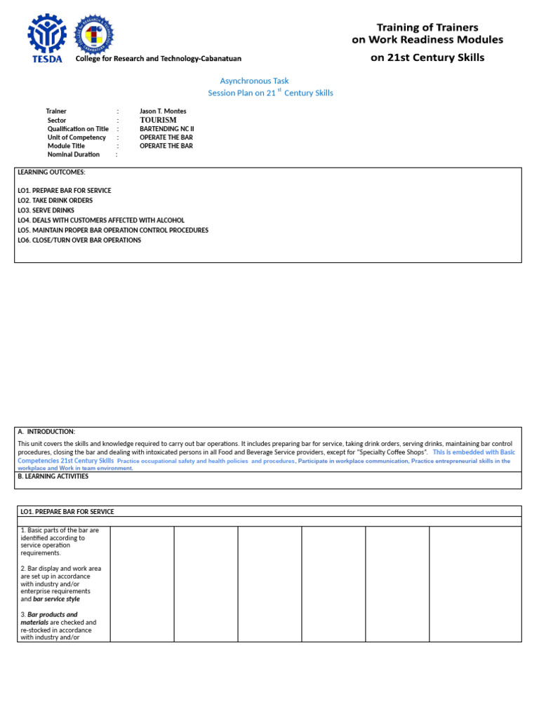 Sample Session Plan Ko | PDF