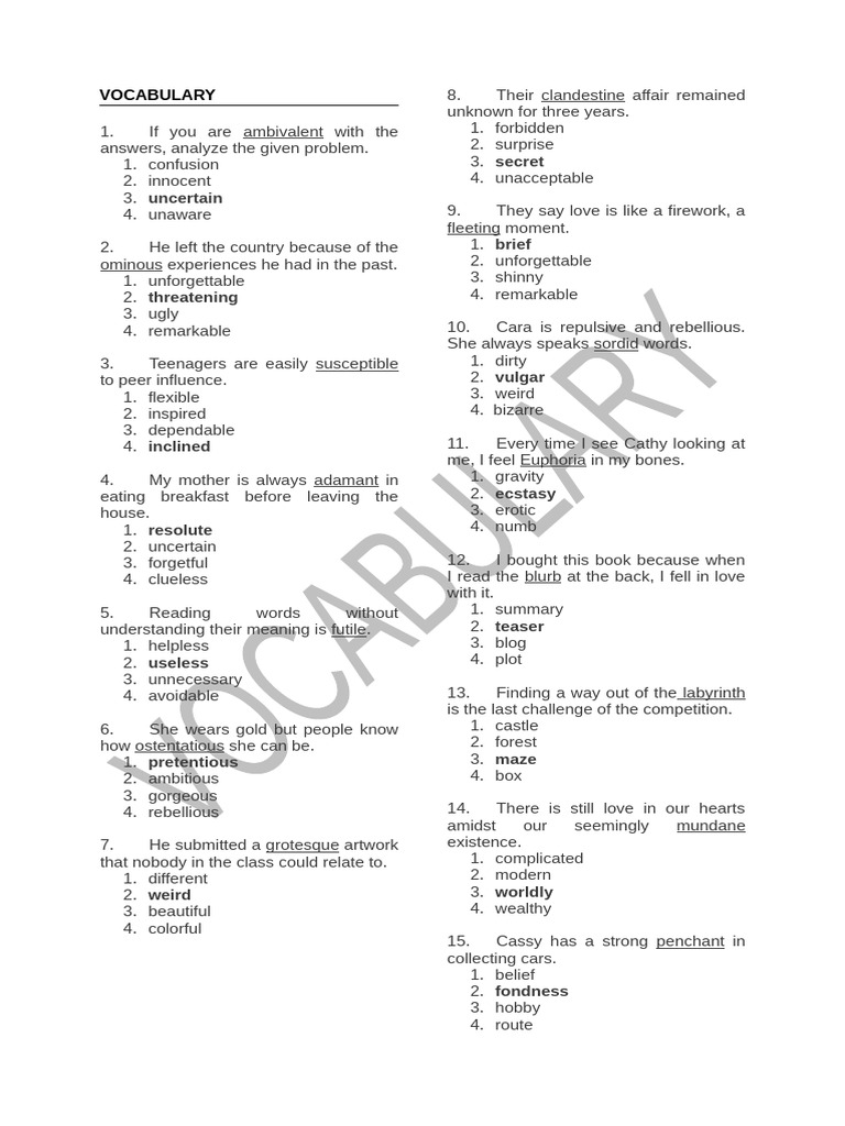 English Vocabulary DRILLS | PDF