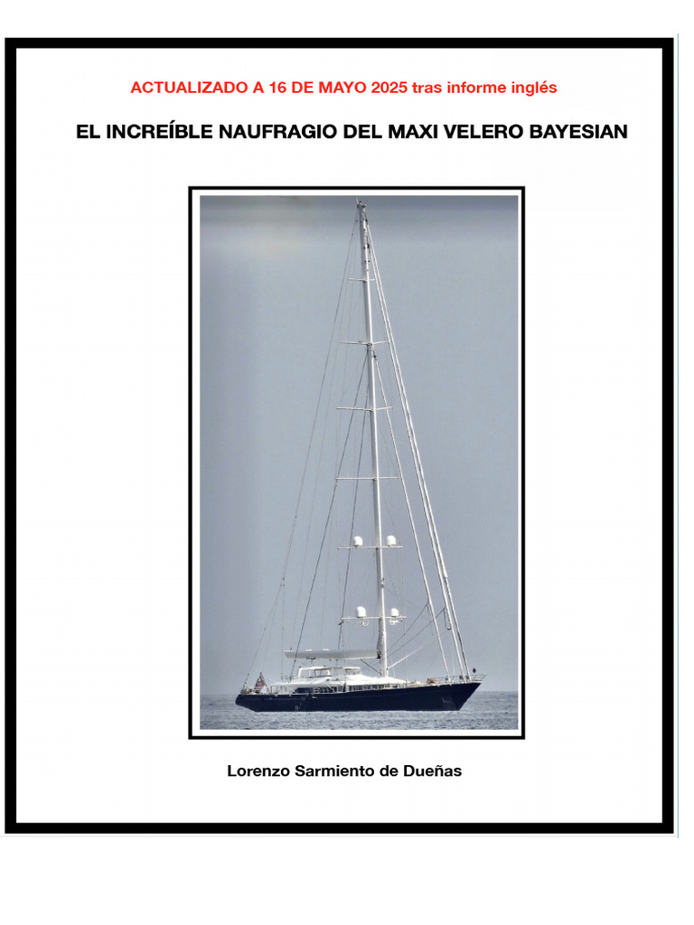 Bayesian, El Velero Que Naufragó en Sicilia | PDF | Buques | Mástil (Vela)
