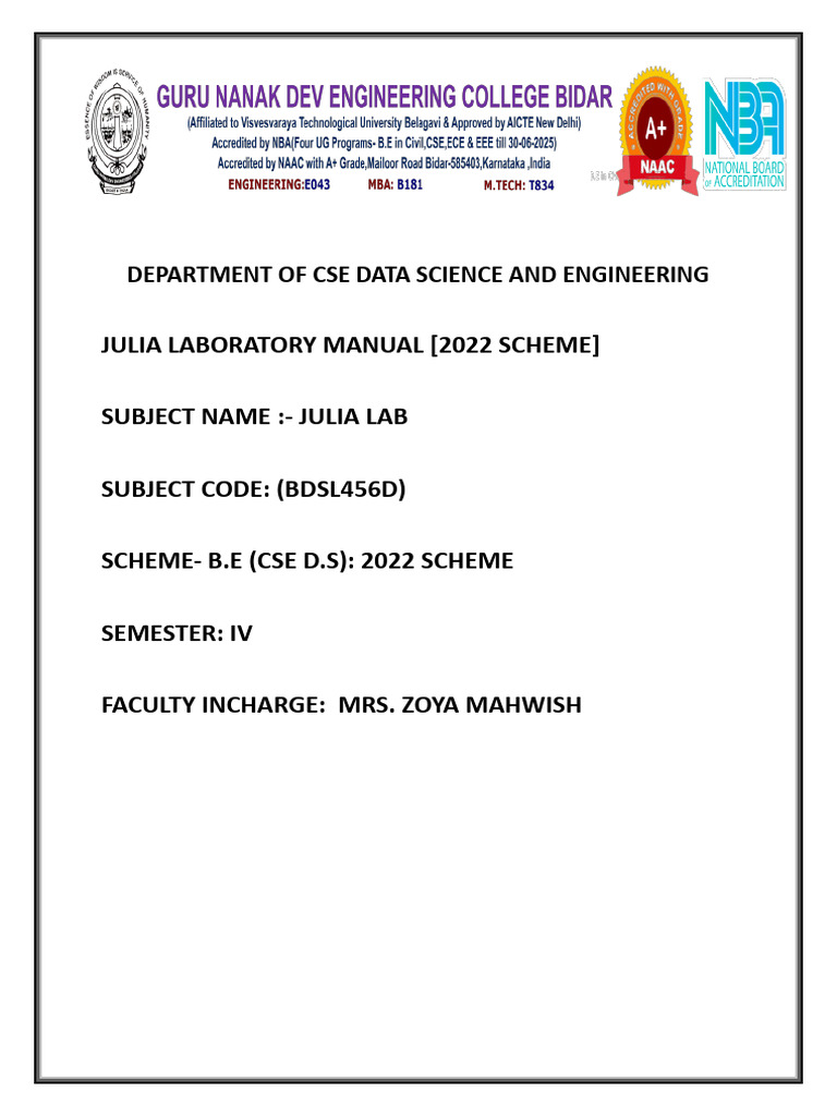 Julia Lab BDSL405D | PDF