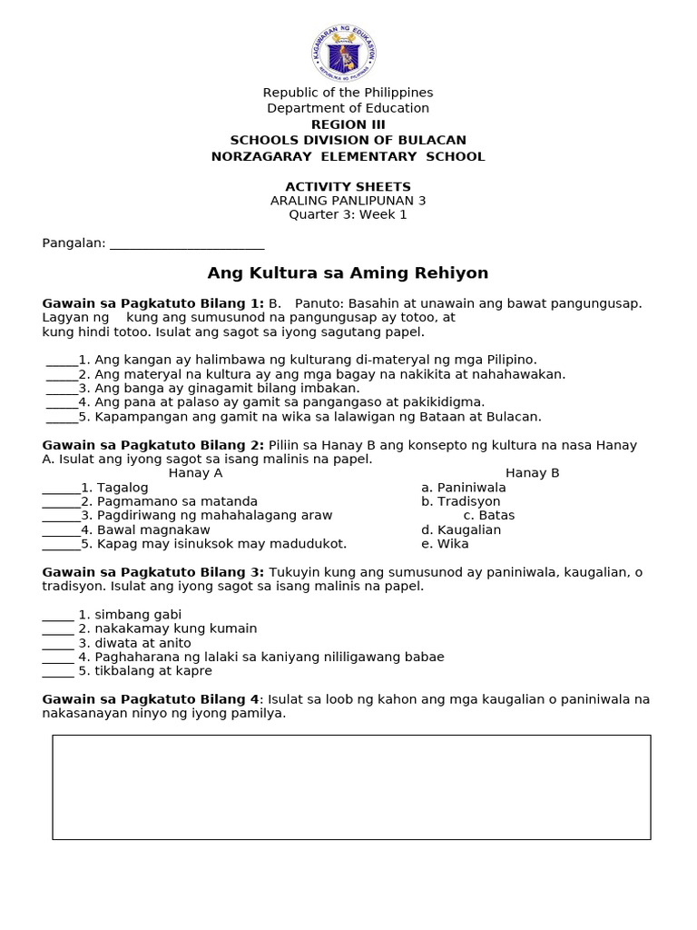 AP 3 Activity Sheet Q3 W1 | PDF