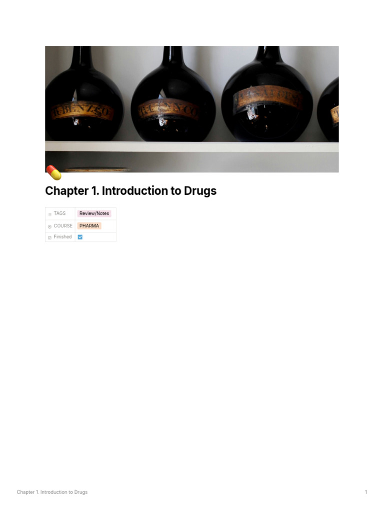 Chapter 1. Introduction To Drugs - Pharmacology | PDF