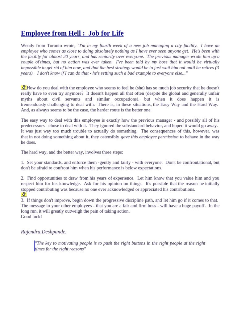 Employee from Hell | PDF