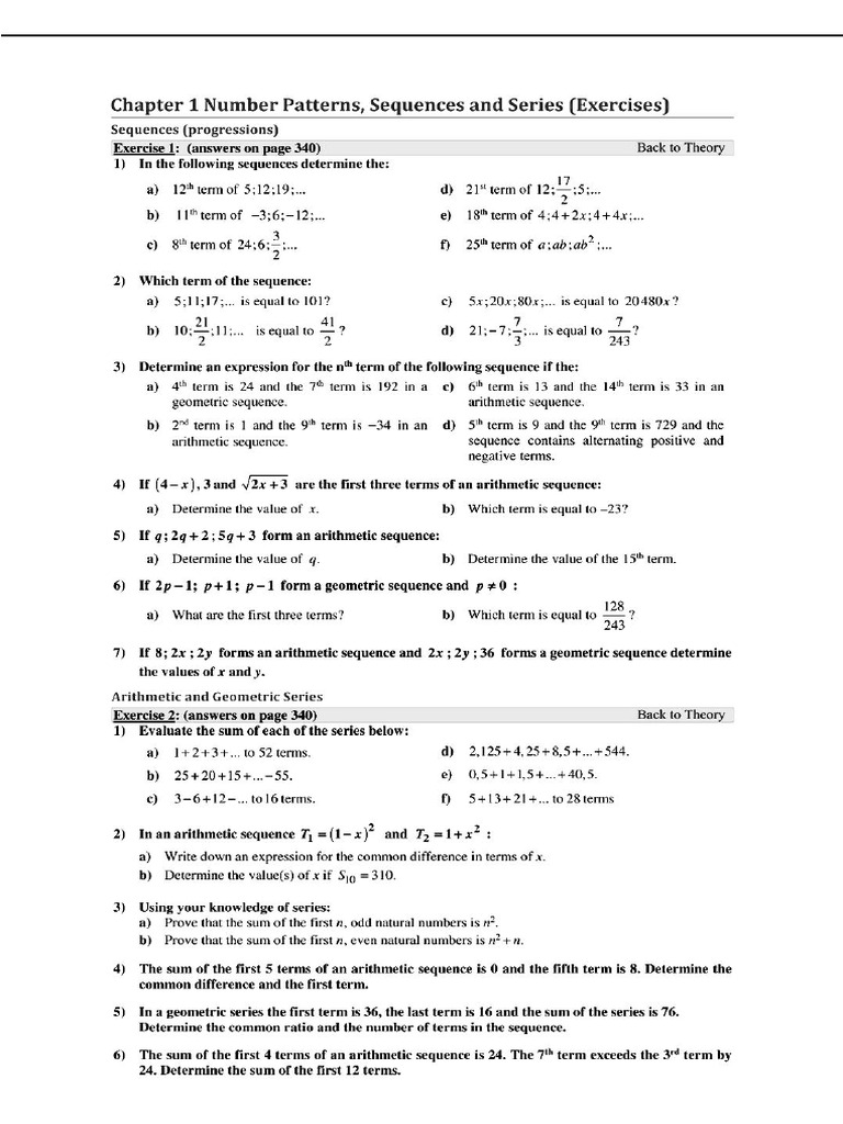 Number Patterns, Seuences&Series Questions | PDF