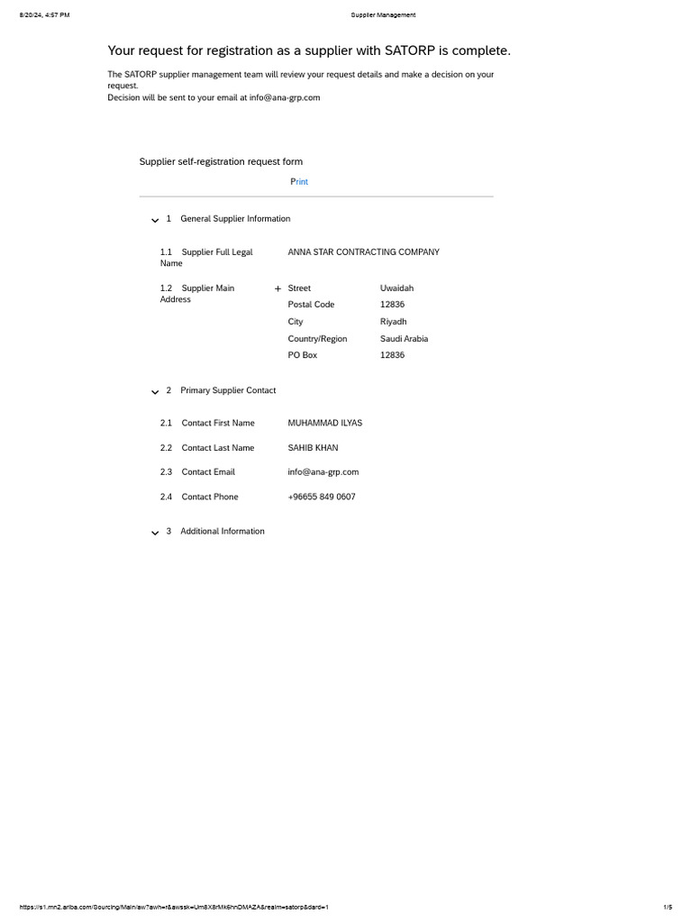 SATORP Registration Form | PDF