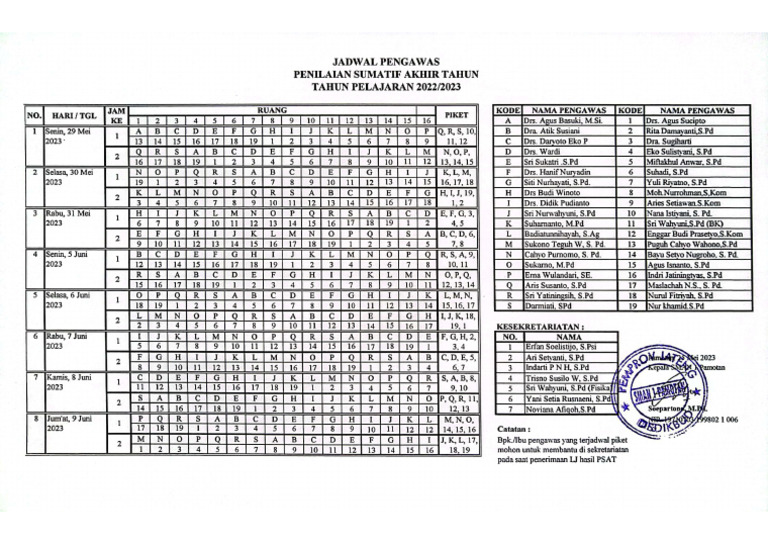 Jadwal Psat 2022 2023 | PDF