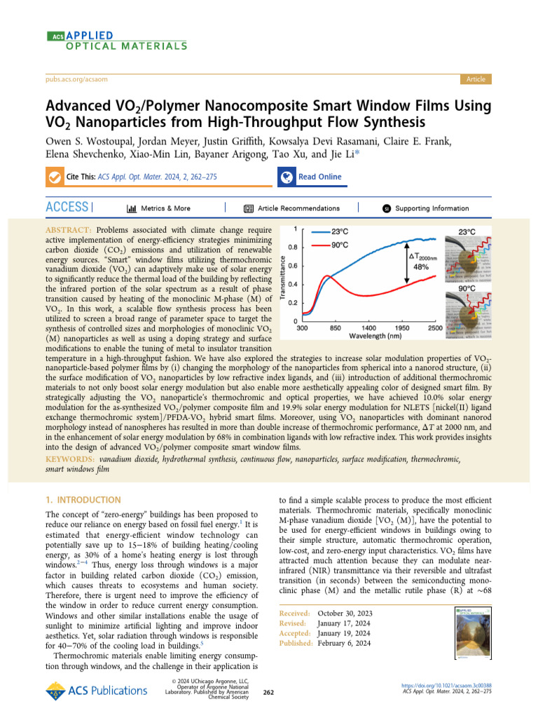 Wostoupal Et Al 2024 Advanced Vo2 Polymer Nanocomposite Smart Window ...