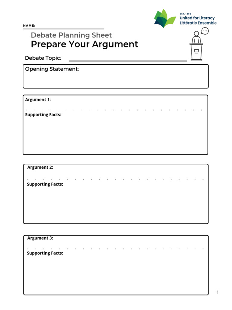 Grade 11 The Business Cycle and You! - Debate Planning Worksheet | PDF