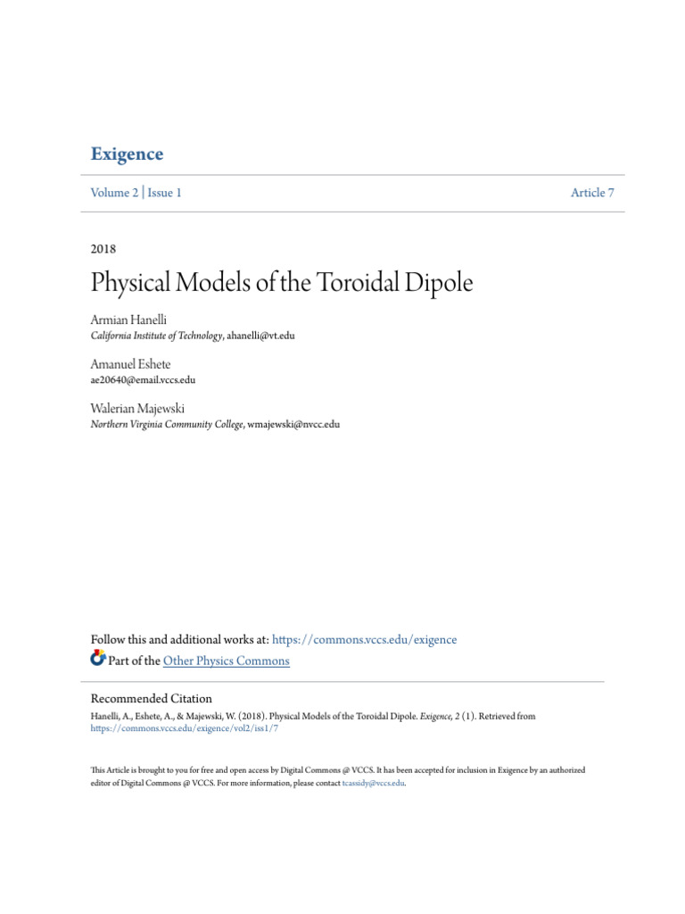 Physical Models of The Toroidal Dipole | PDF