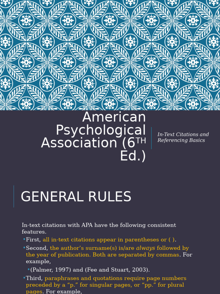 American Psychological Association 6th Edition Legacy | PDF