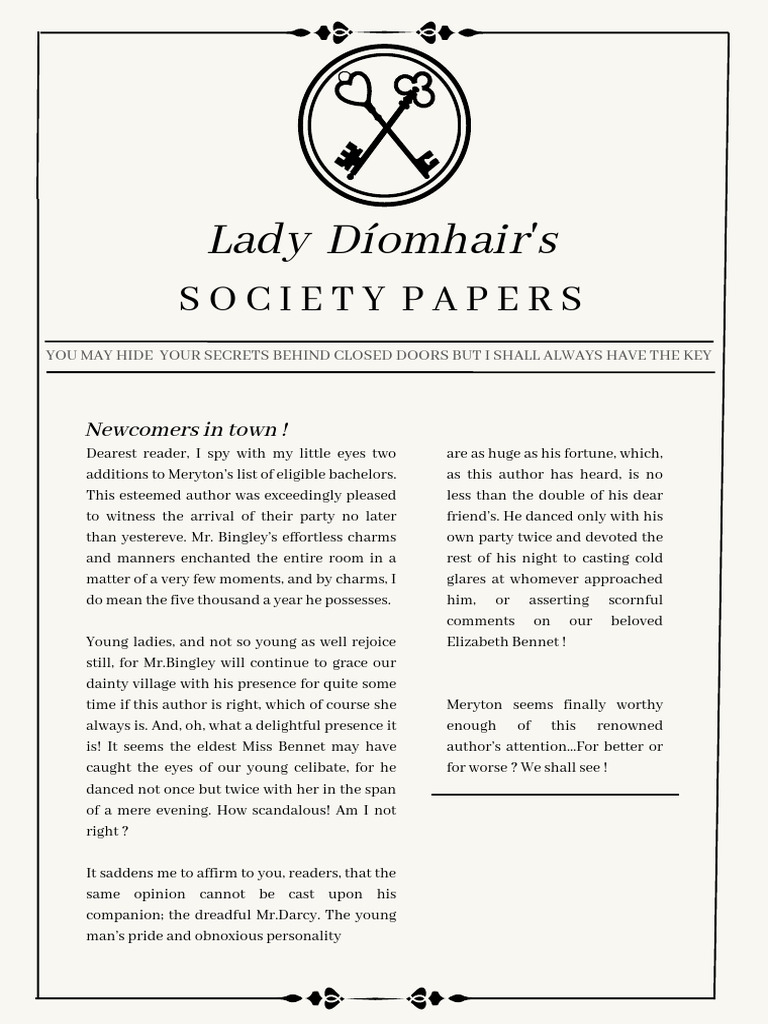 Gossip Column-Pride and Prejudice | PDF