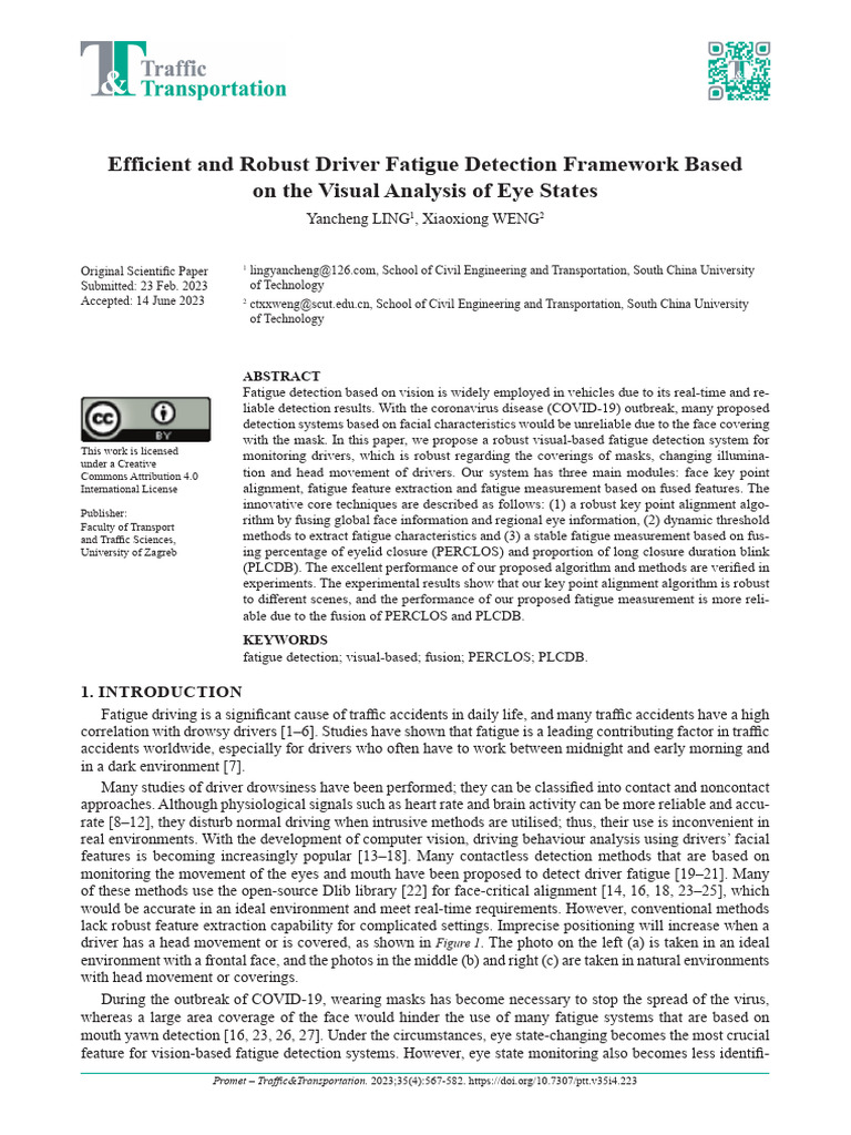 3.efficient and Robust Driver Fatigue Detection Framework 3hik7lurwy | PDF