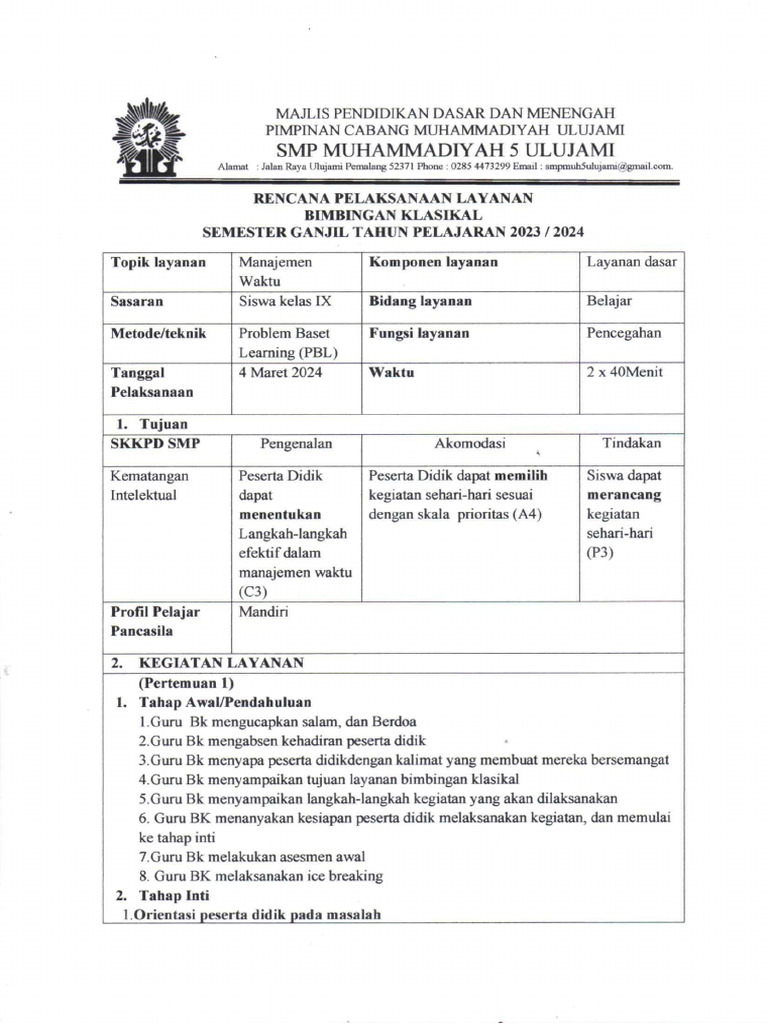 RPL Bimbingan Klasikal | PDF