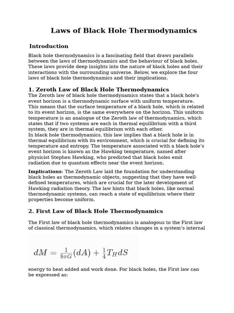 Laws of Black Hole Thermodynamics | PDF