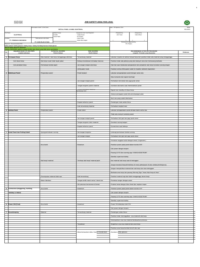 Jsa Install Panel & Kabel r1 | PDF