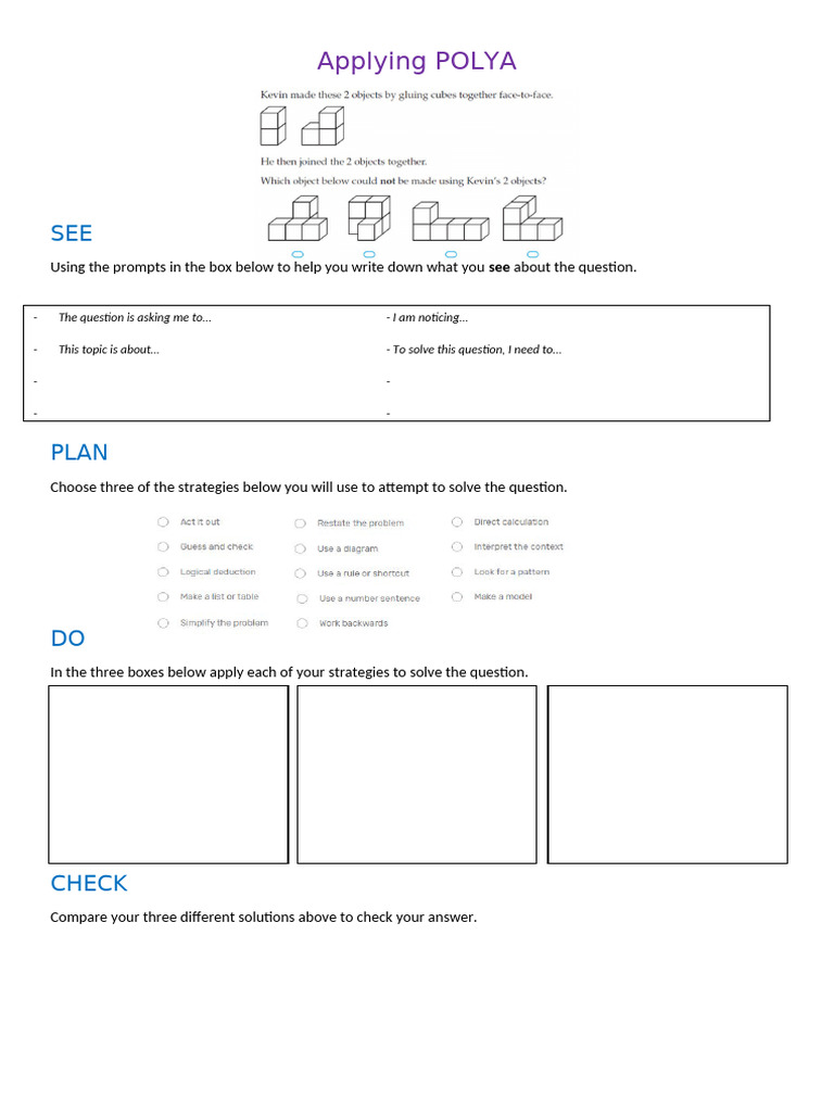 POLYA Model Sample Question One | PDF