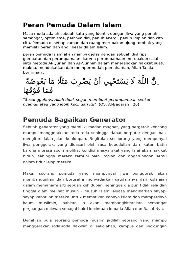 Peran Pemuda Dalam Islam | PDF