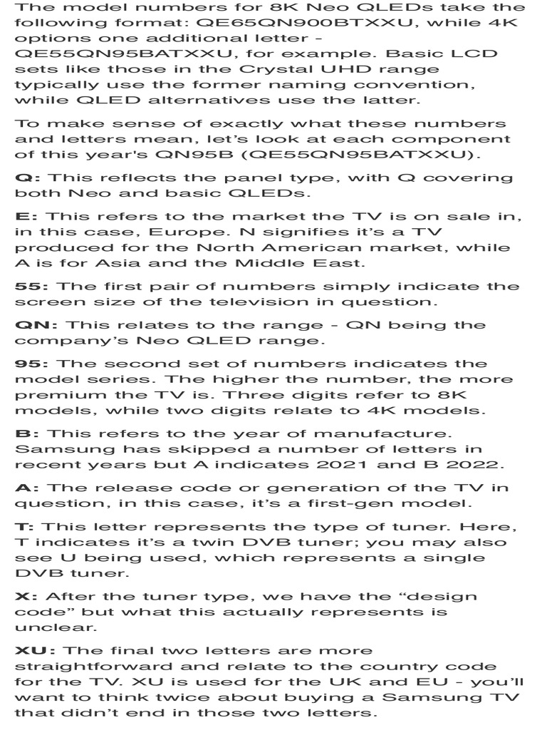 Samsung TV Model Numbers Explained What You Need To Know About Samsung ...