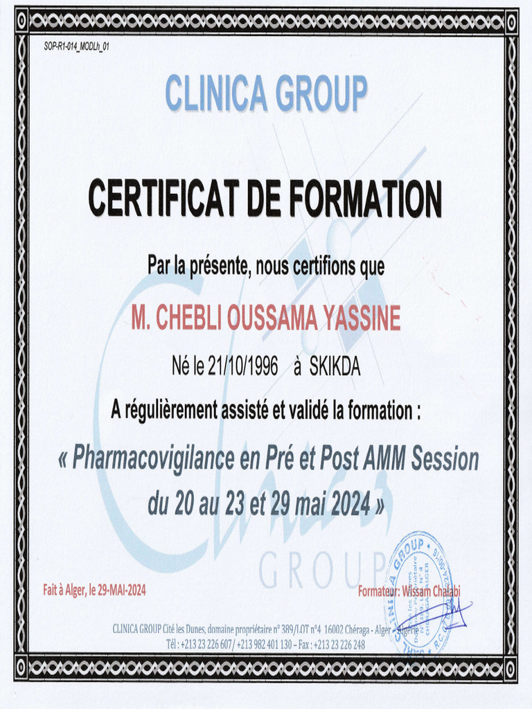 Certificat Oussama | PDF