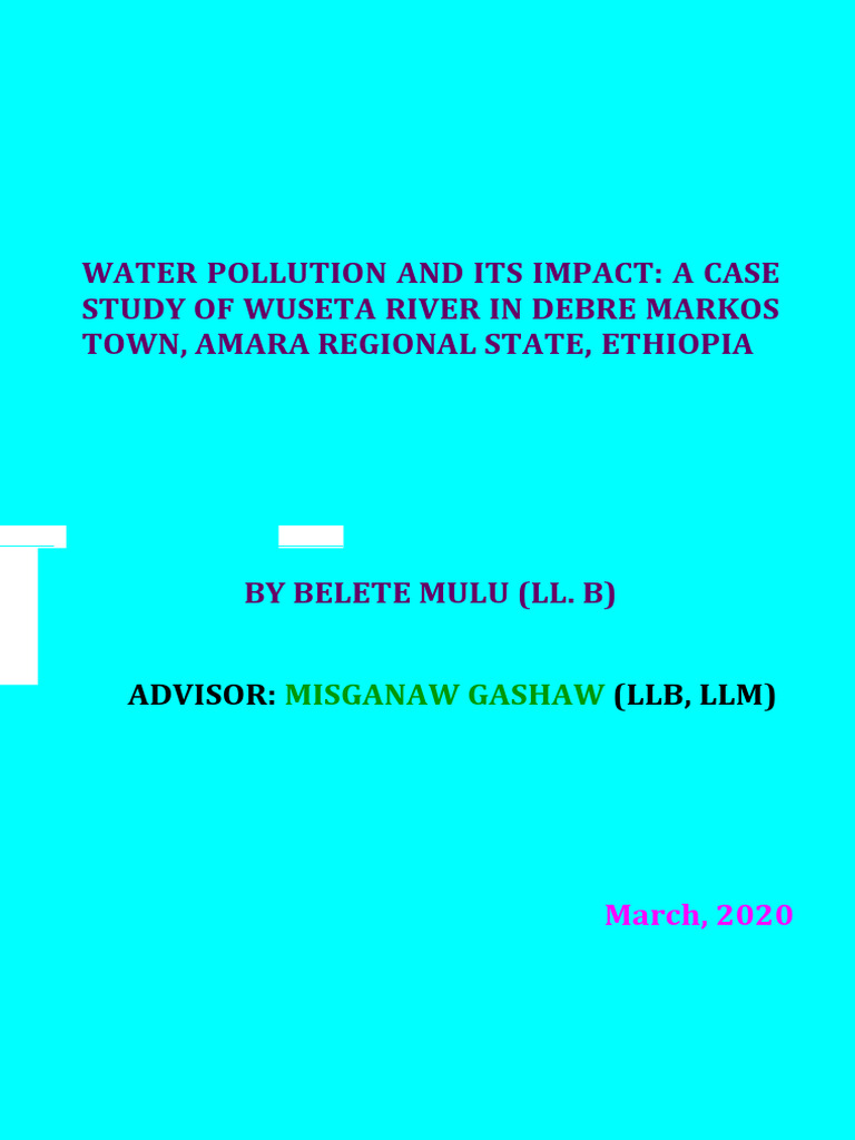 Water Pollution and Its Impact: A Case Study of Wuseta River in Debre ...