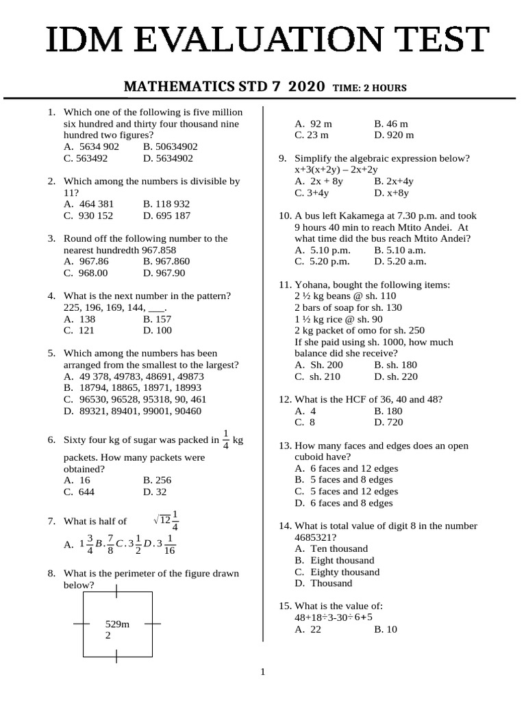 STD 7 2020 Set 3 Math | PDF | Triangle | Triangle Geometry