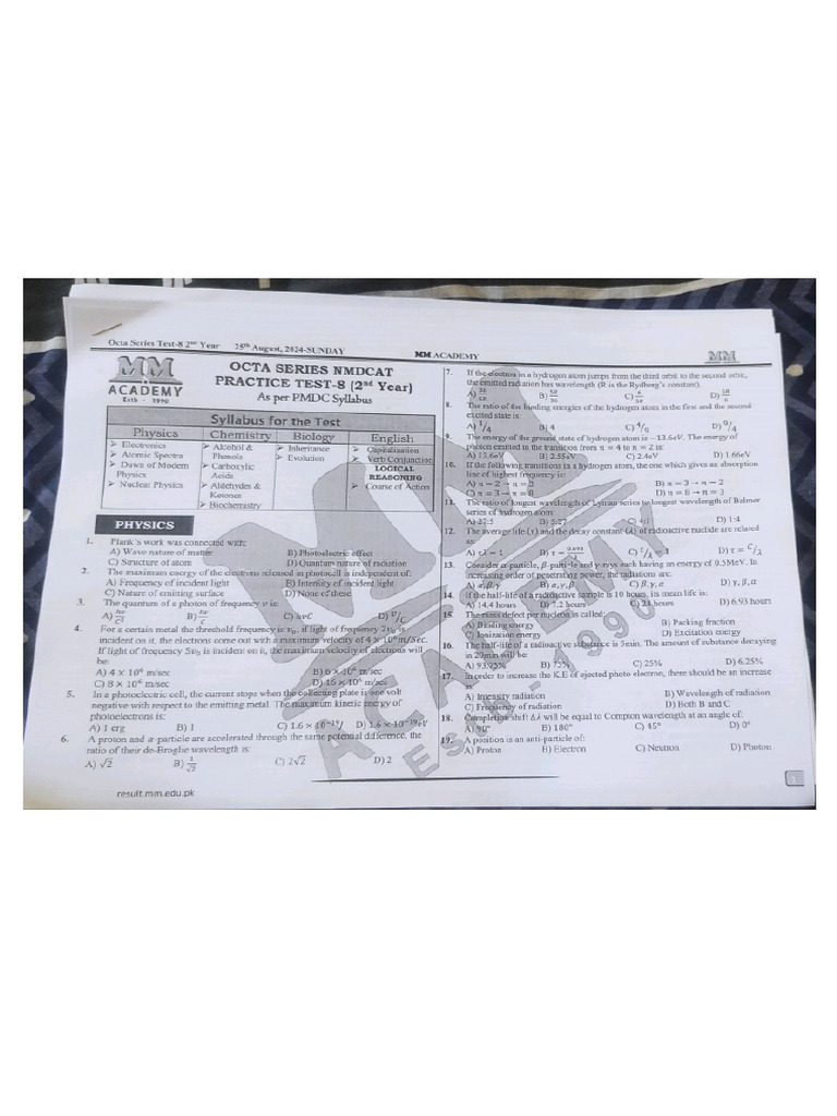 MM 25 Aug 2024 TST Without Explanation (Zeeshan) | PDF