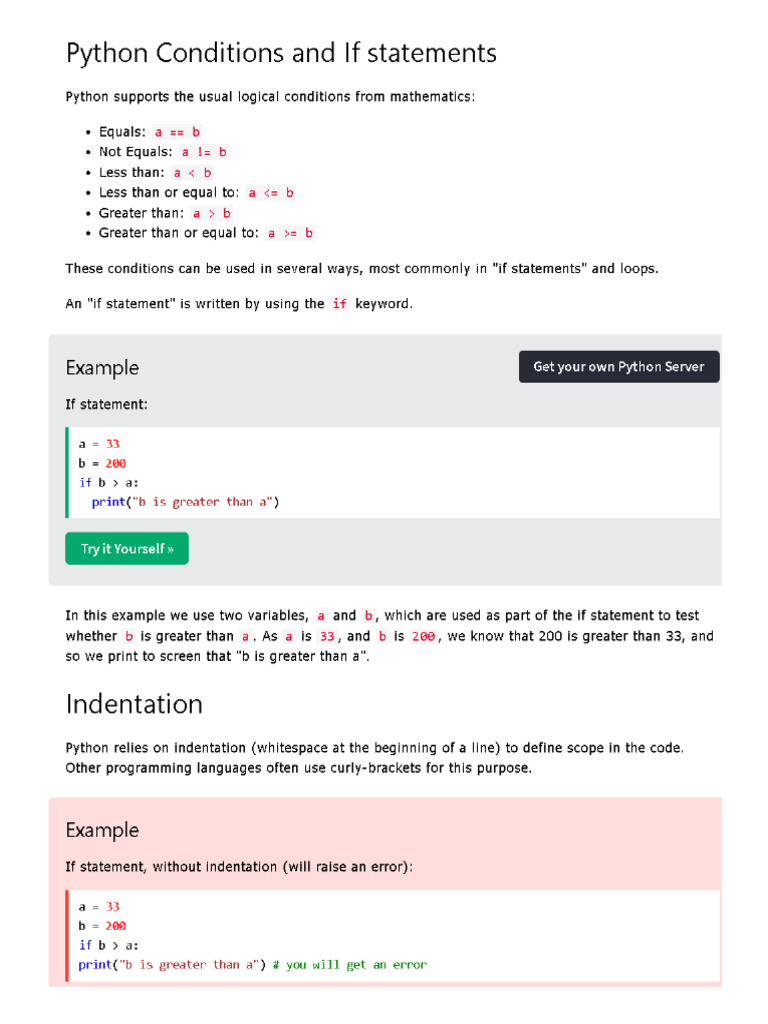 Phyton Code - IF Statement | PDF
