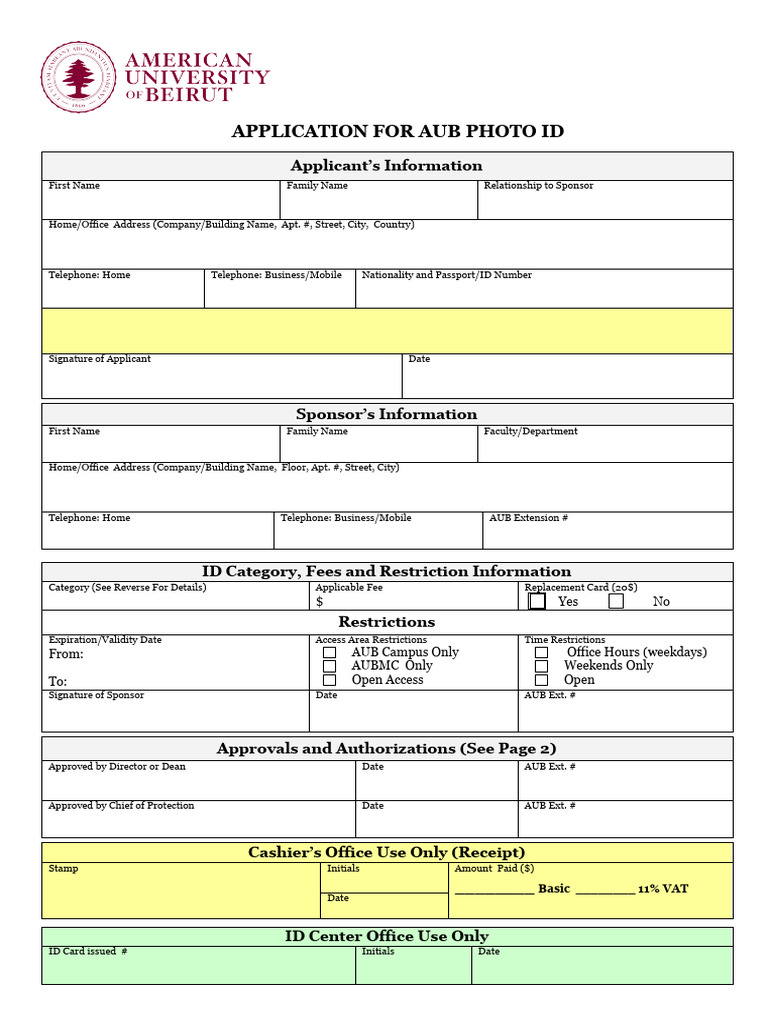 AUB ID Application Form - Fin Edit | PDF