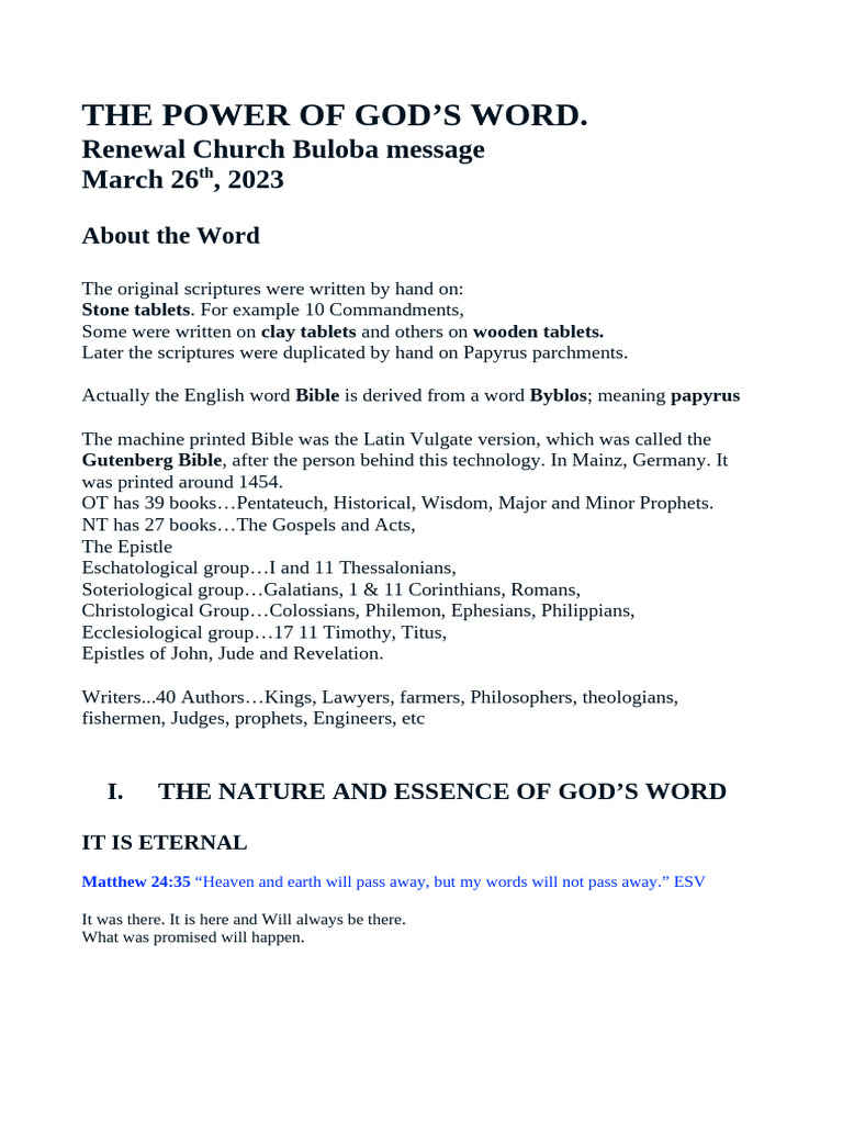 The Power of The Word of God | PDF