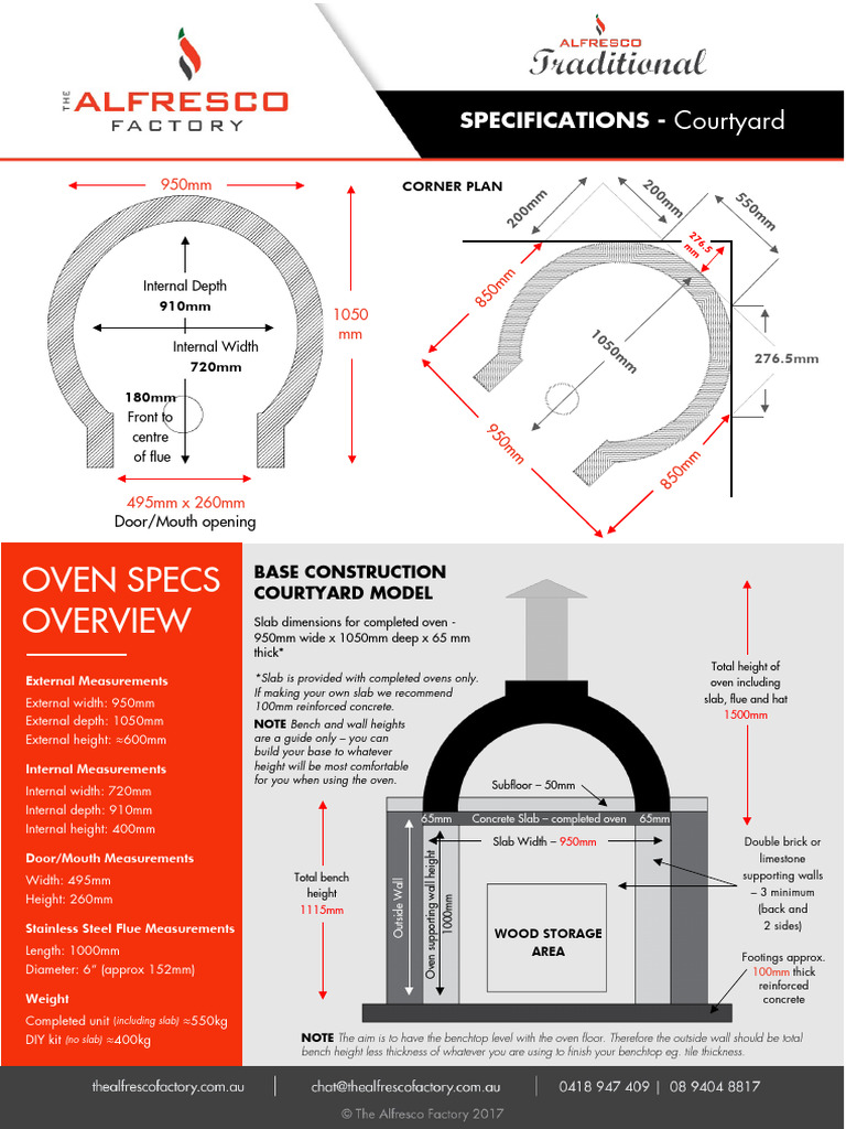 TheAlfrescoFactory ProductSheets SPECS Traditional All Models | PDF | Length | Wall