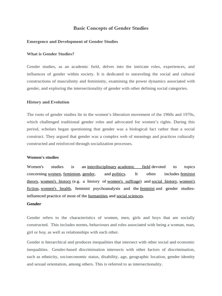 Basic Concepts of Gender Studies | PDF