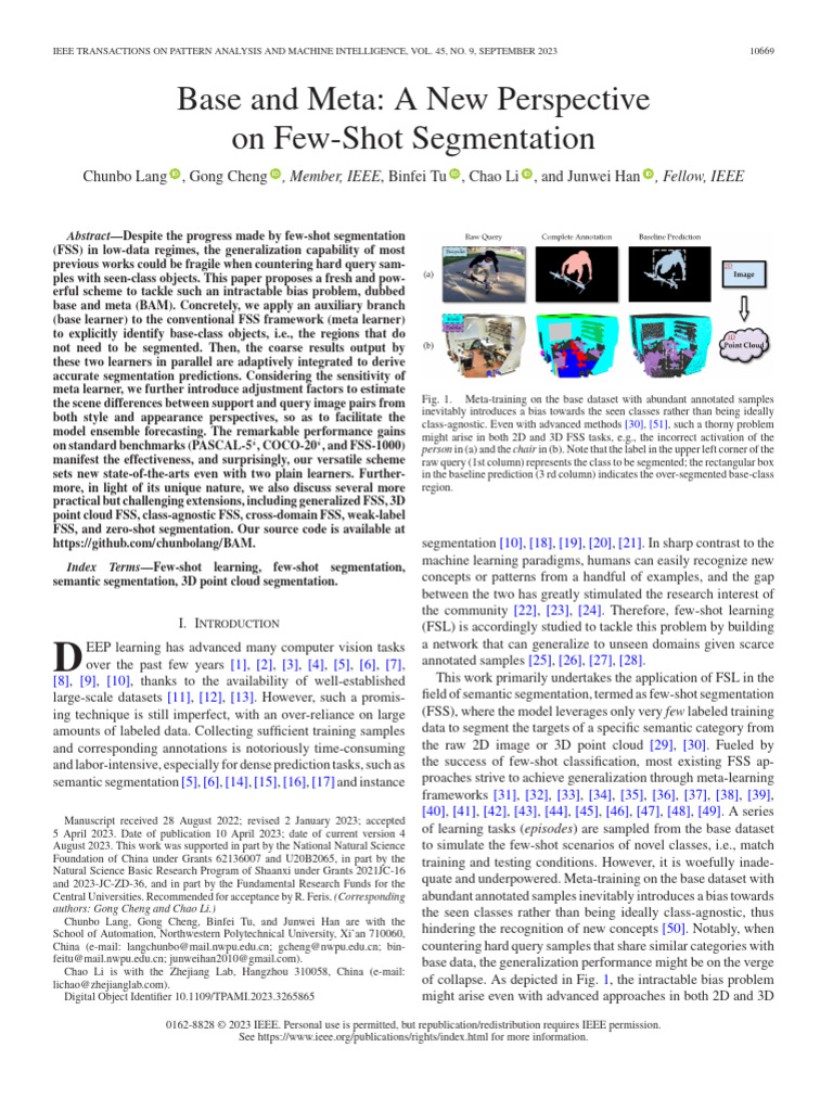 Few-Shot Segmentation Advances | PDF | Image Segmentation | Learning