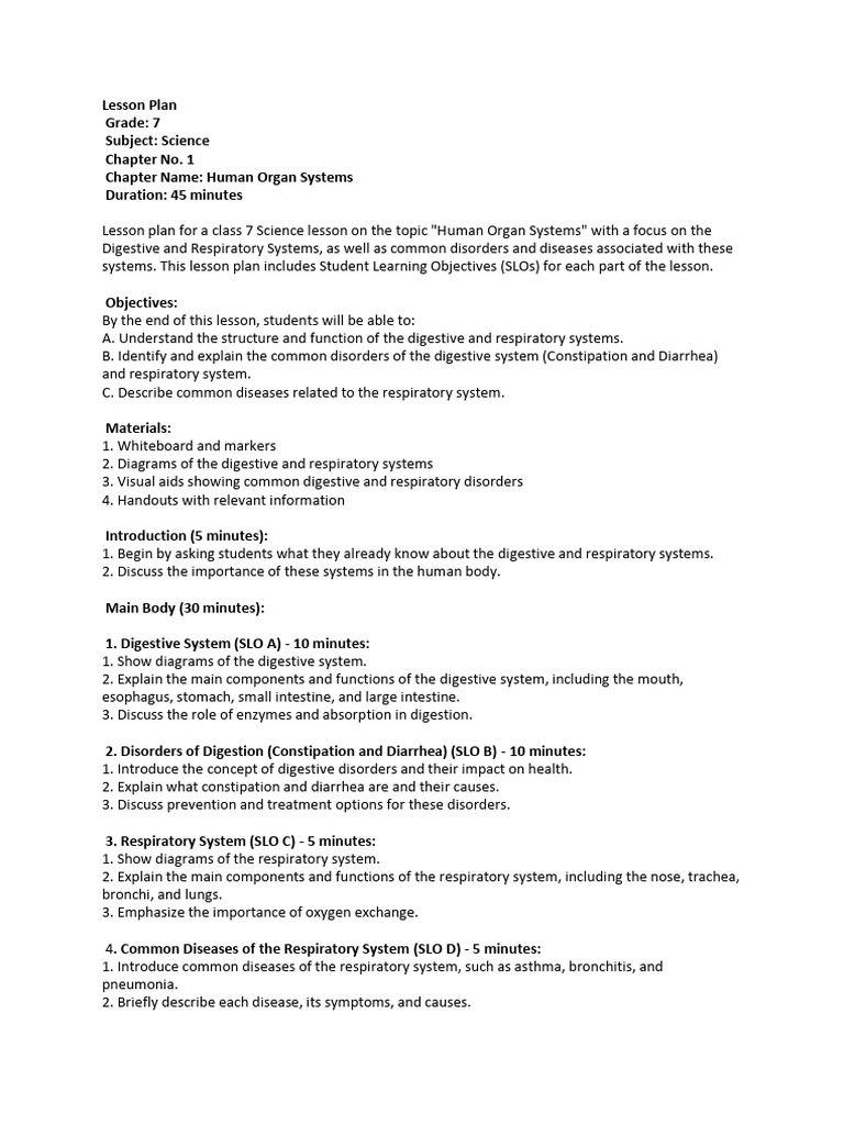 Lesson Plans Class 7 Science | PDF