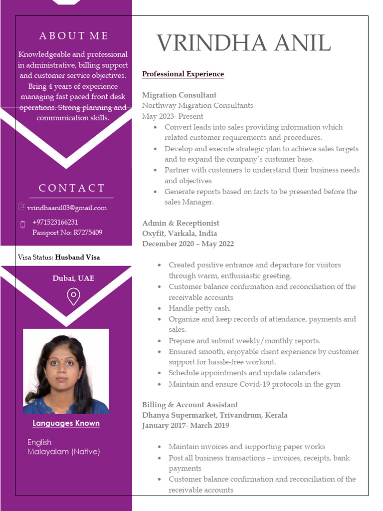 Resume Vrindha Anil | PDF